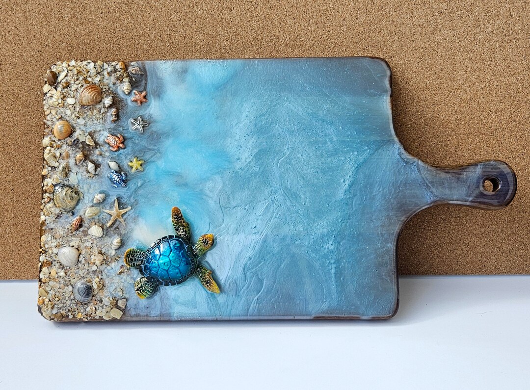 Wood and Epoxy Tropical Beach Custom Design Serving Board - Etsy