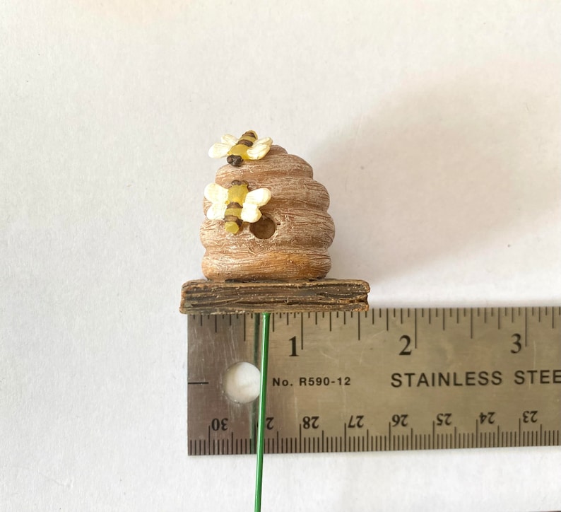 Miniature Beehive and Bees Set of Five Glow in the Dark Fairy Garden ...