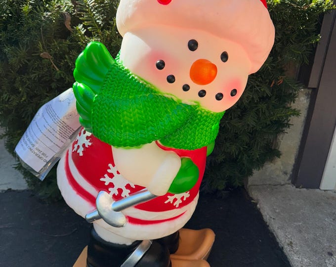 LAST ONE!! Christmas Skiing Snowman Blow Mold - Etsy