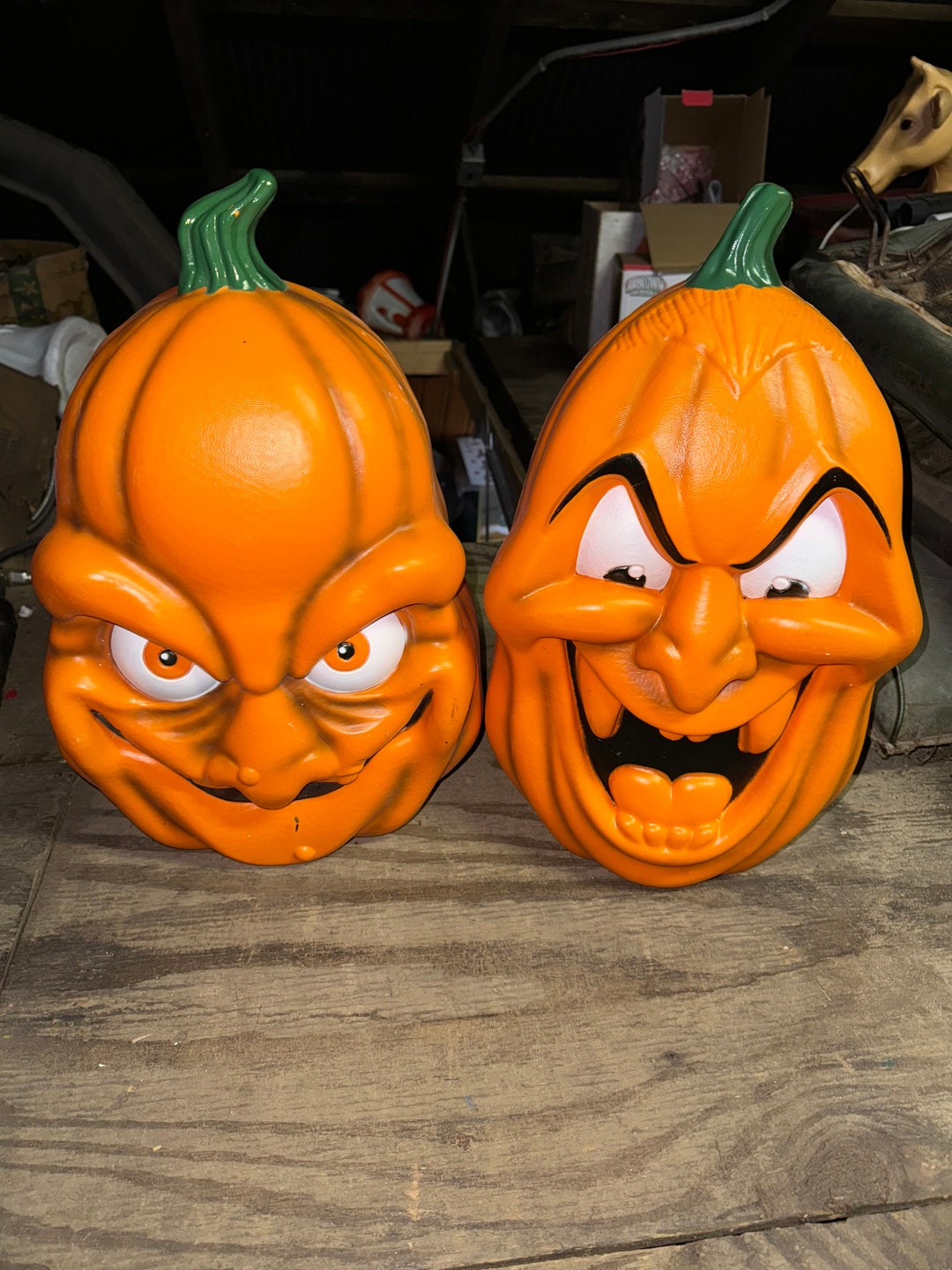 2 Halloween Silly Face Pumpkin Blow Molds - Etsy