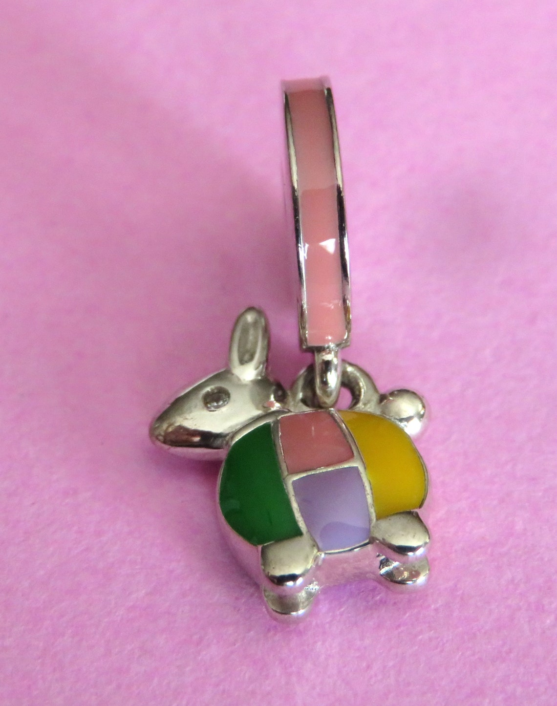 Pandora Sterling Silver Lantern Rabbit Dangle Mixed Enamel Charm RARE ...