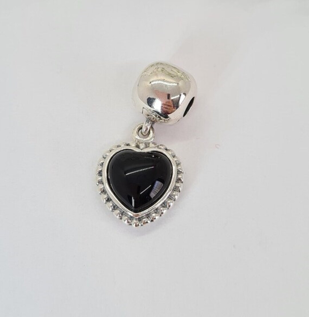 Pandora Sterling Silver Statement Mi Amor Black Onyx Heart Pendant ...