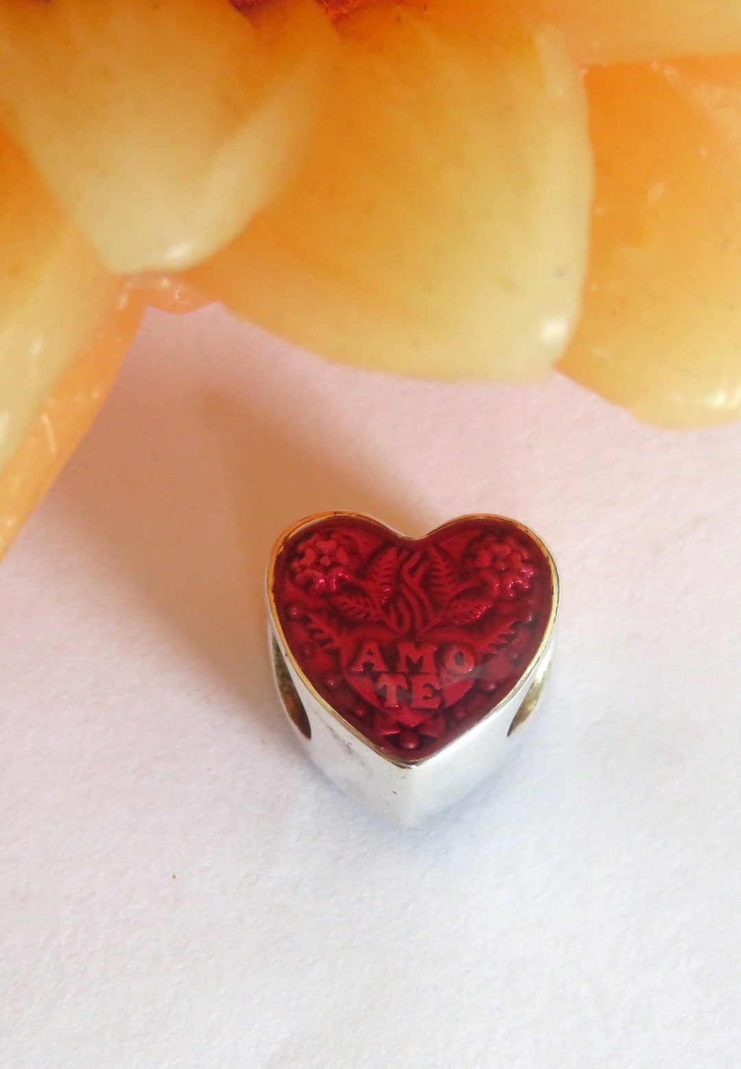 Pandora Sterling Silver Pink Latin Amo Te Heart Charm - Etsy