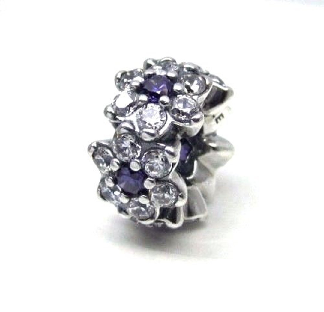 Pandora Sterling Silver Forget Me Not Purple Clear CZ Spacer Charm - Etsy