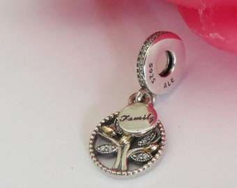 Pandora Sterling Silver + 14k Gold Family Heritage Tree Charm 791728cz ...
