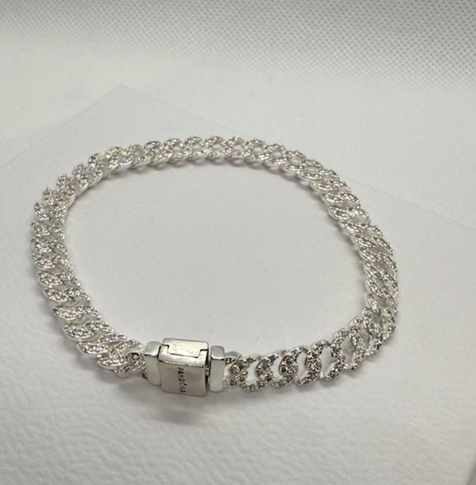 Pandora Sterling Silver Timeless Pavé Cuban Chain Bracelet - Etsy
