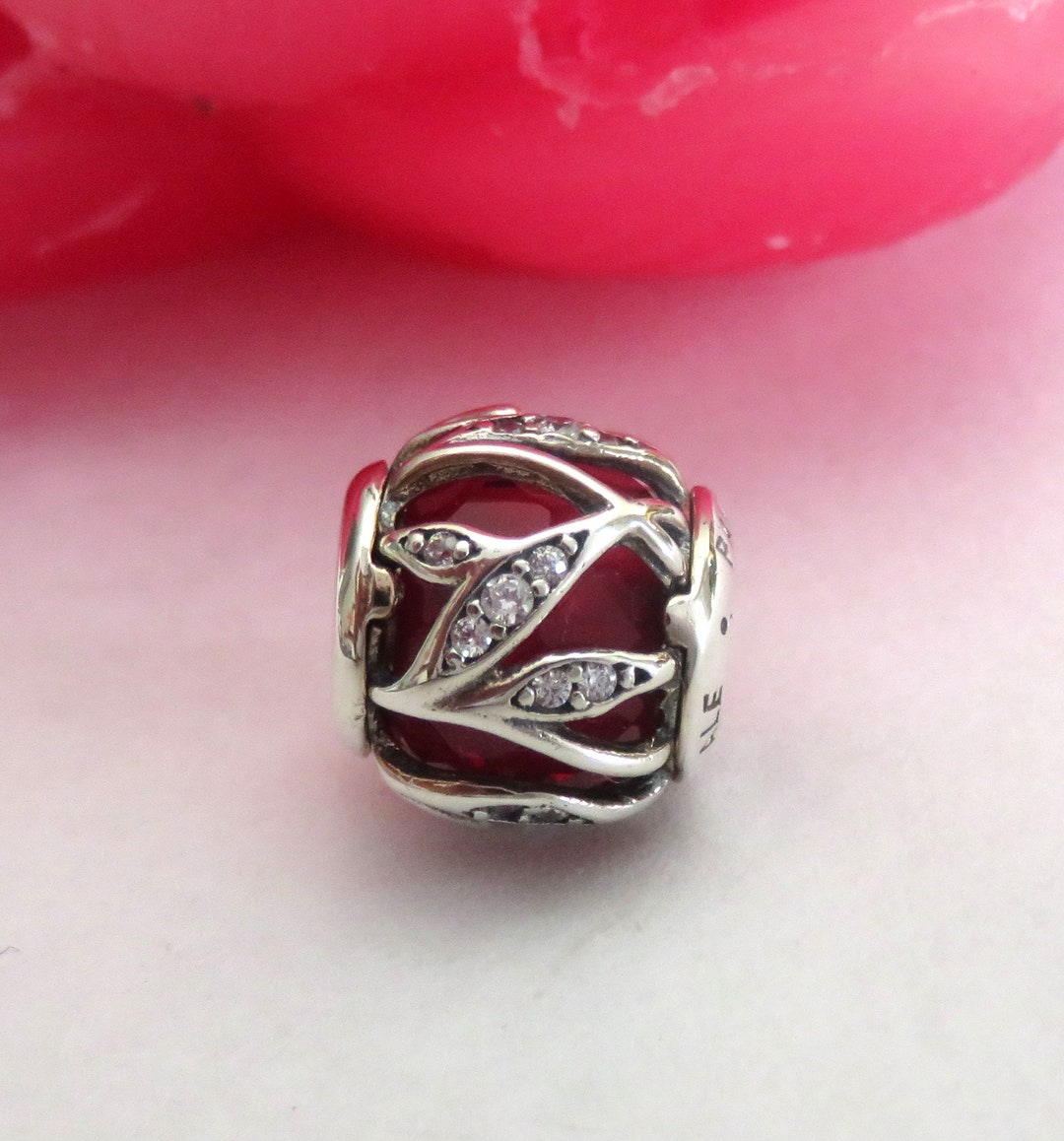 Pandora Sterling Silver Royal Red Natures Radiance Charm RARE - Etsy