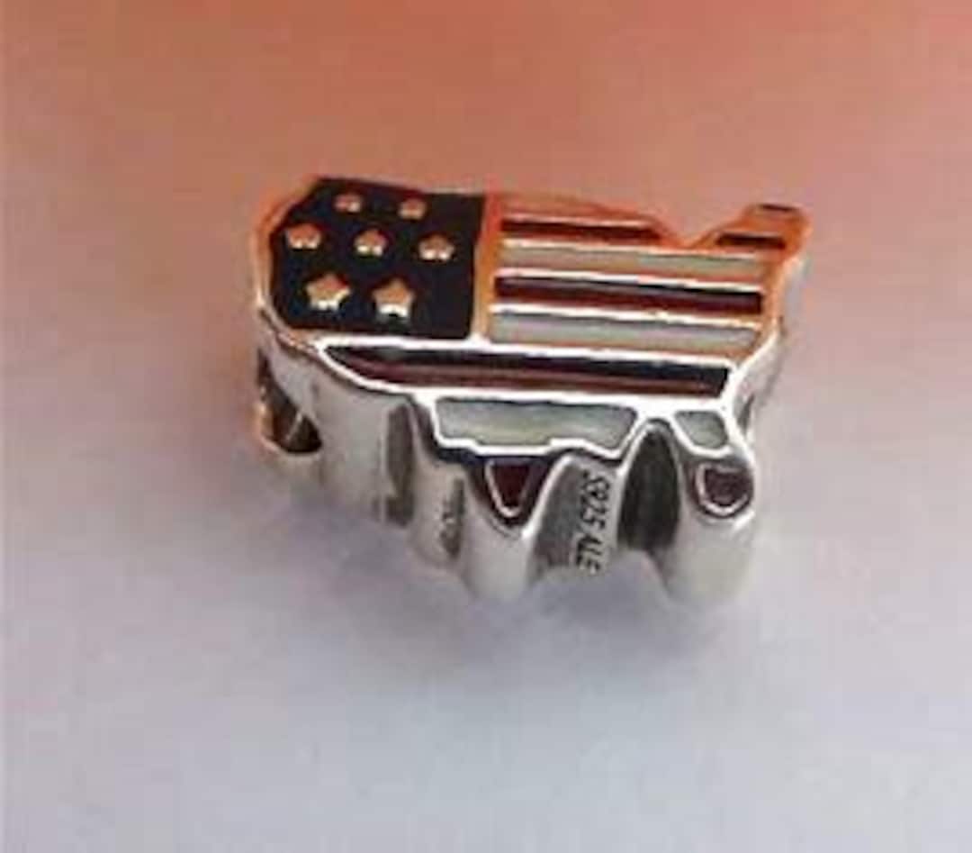 Pandora Sterling Silver USA Flag Map Red White & Blue Charm - Etsy