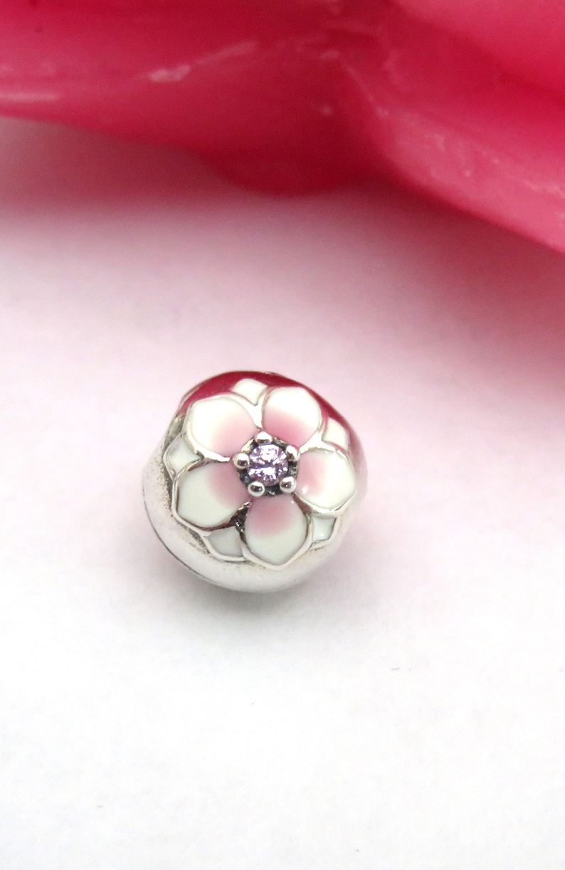 Pandora Sterling Silver Magnolia Bloom Pink Enamel Flower Clip Charm - Etsy