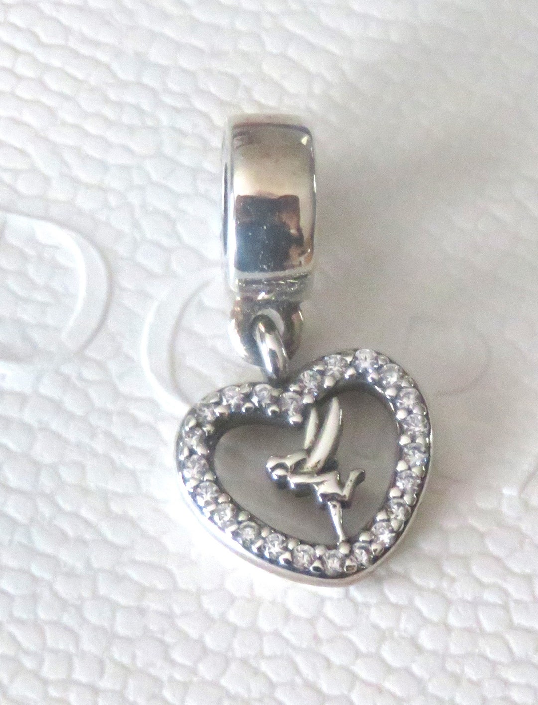 Pandora Sterling Silver Disney Tinkerbell Dangle Charm Heart Clear CZ ...