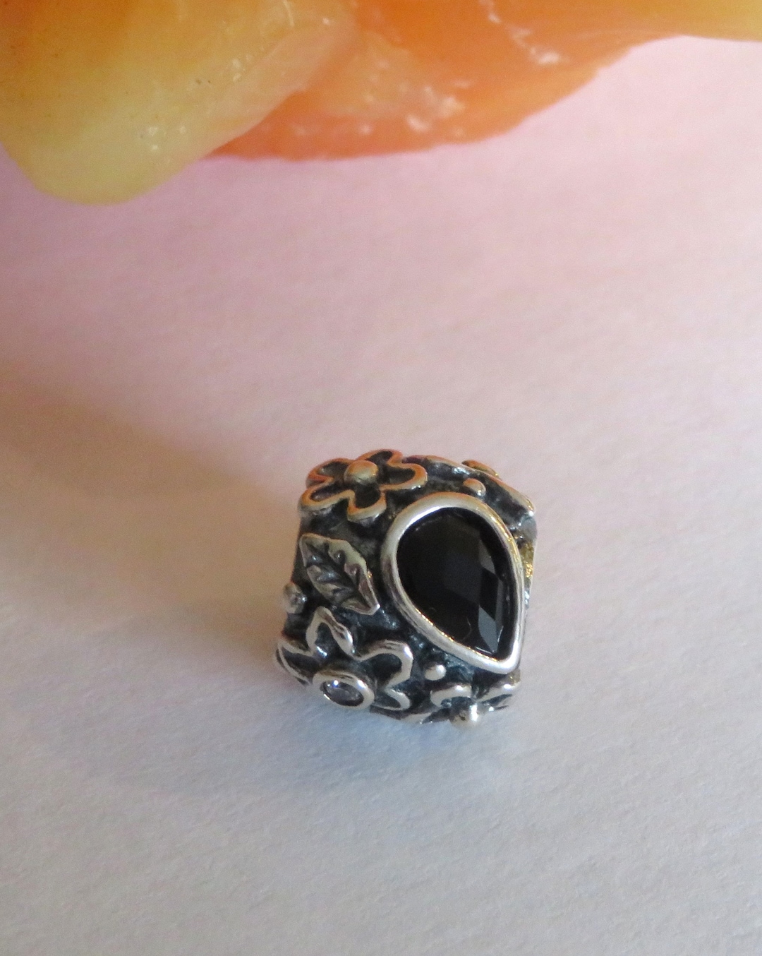 Pandora Sterling Silver 14k Black Onyx & Diamond Dew Drops Charm RARE ...