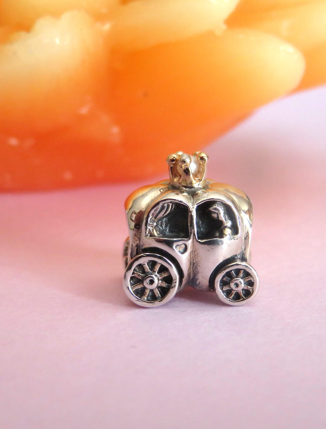 Pandora Sterling Silver Royal Carriage W 14K Gold and White Pearl Charm ...