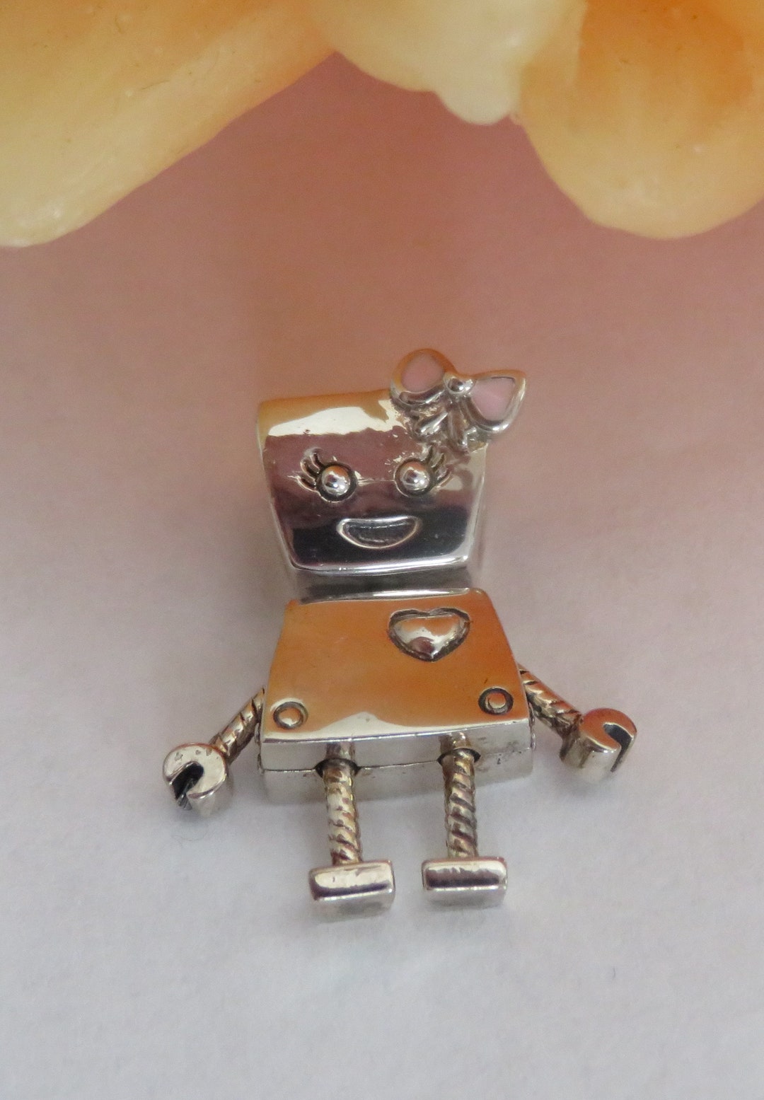 Pandora Sterling Silver Bella Bot Pink Enamel Bow Robot Charm - Etsy