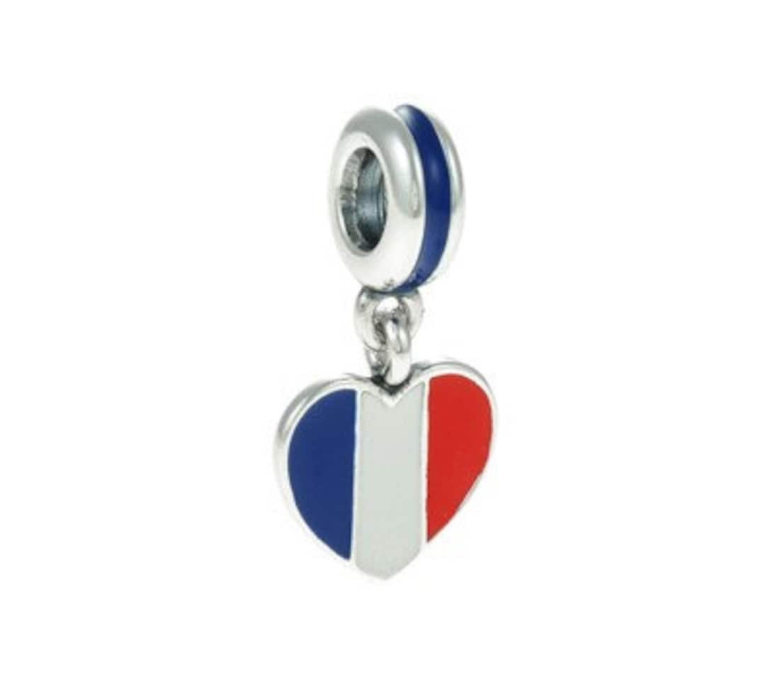 Pandora Sterling Silver France Heart Flag Dangle Charm - Etsy