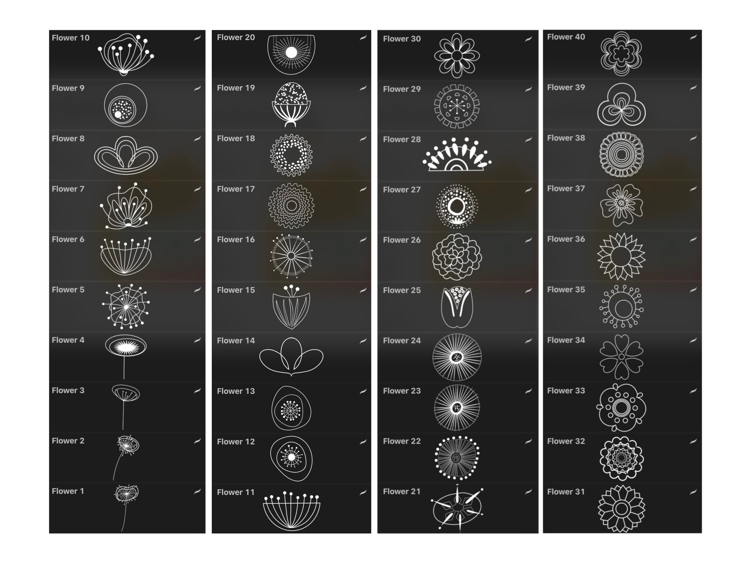 Retro MCM Mid-century Modern Flower Procreate Stamp Set - Etsy