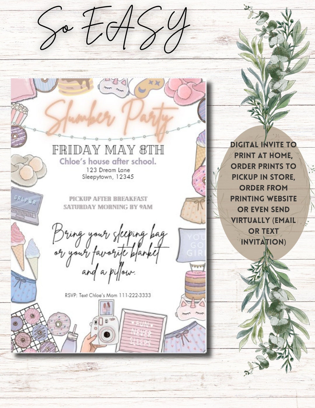 Slumber Party Supplies for Cute Party Movie Night, Sleepover Birthday ...