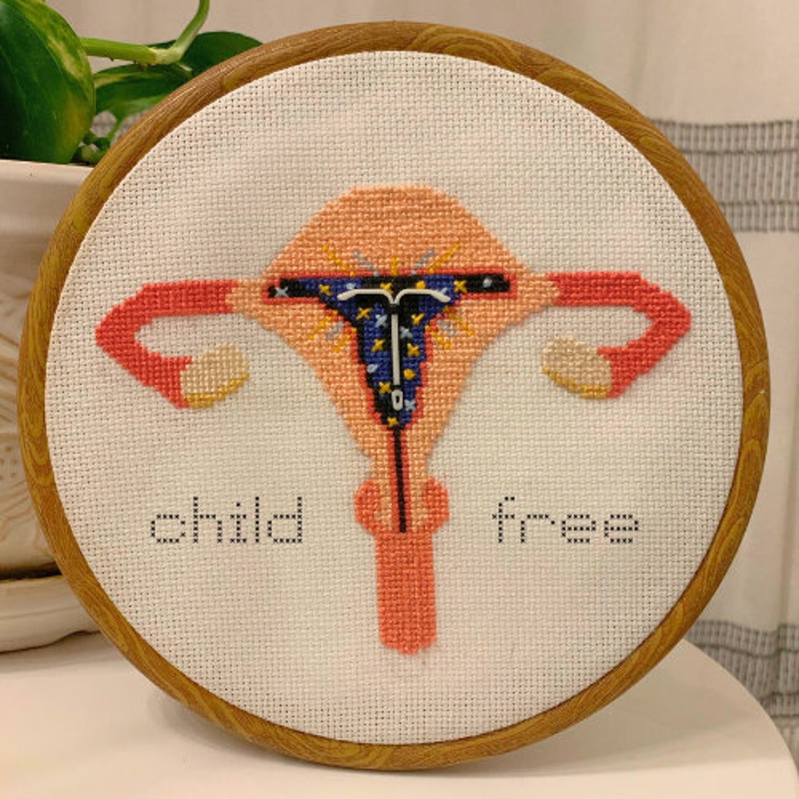 Female Reproductive System Embroidery and IUD Display, Friend Gift ...