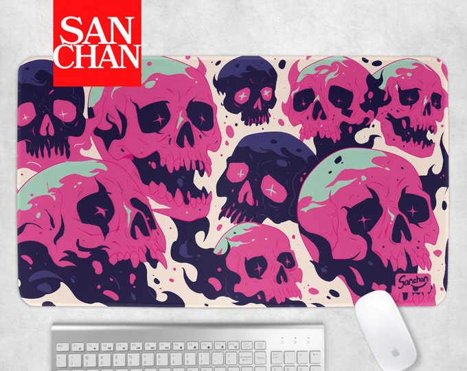 Pastel Skull Mouse Pad Fabric Mouse Pad Desk Mat Round Mouse Pad Home ...
