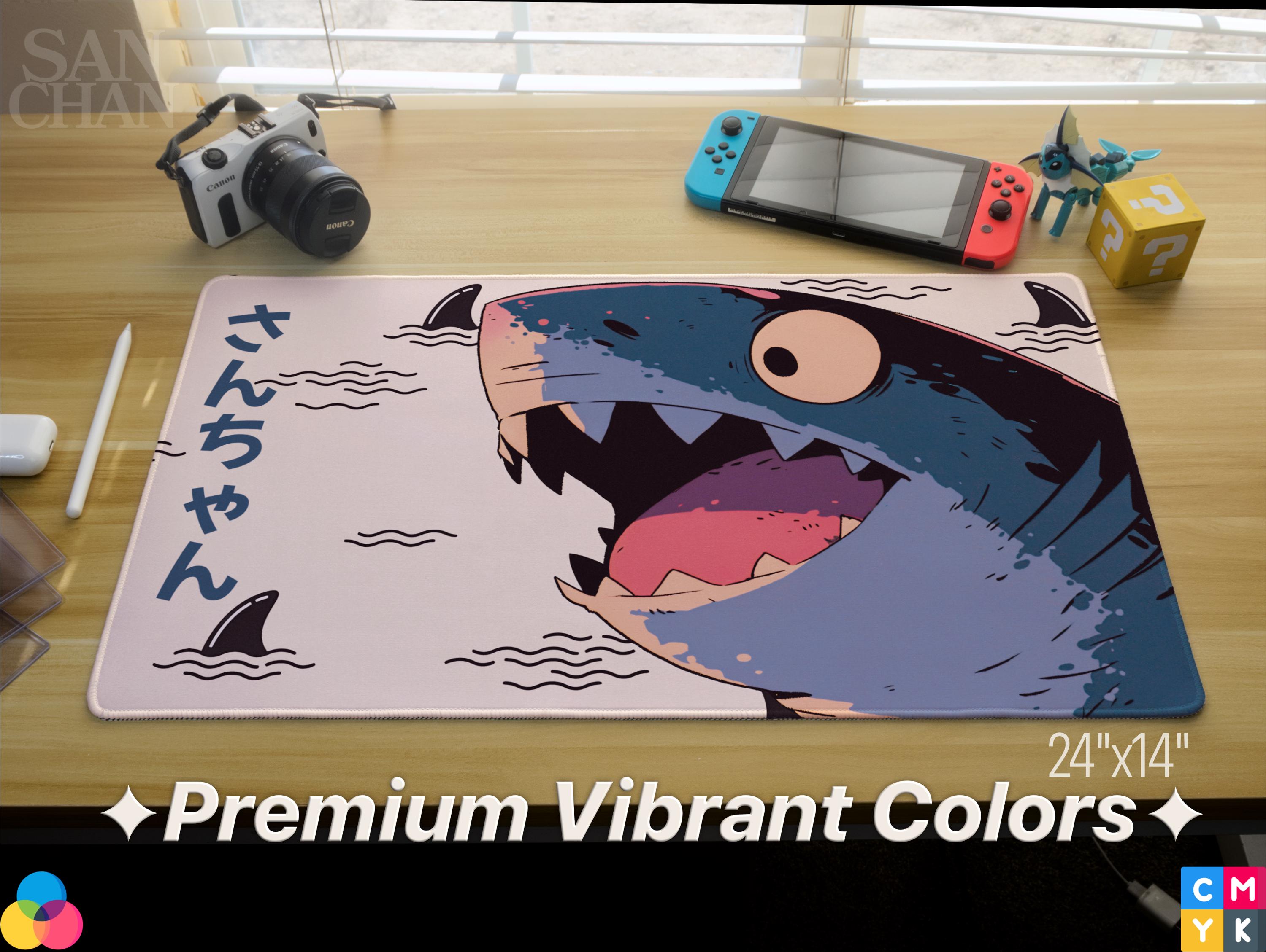 Lofi Happy Shark Desk Mat | XXL Gaming Large Mouse Pad, Keyboard ...