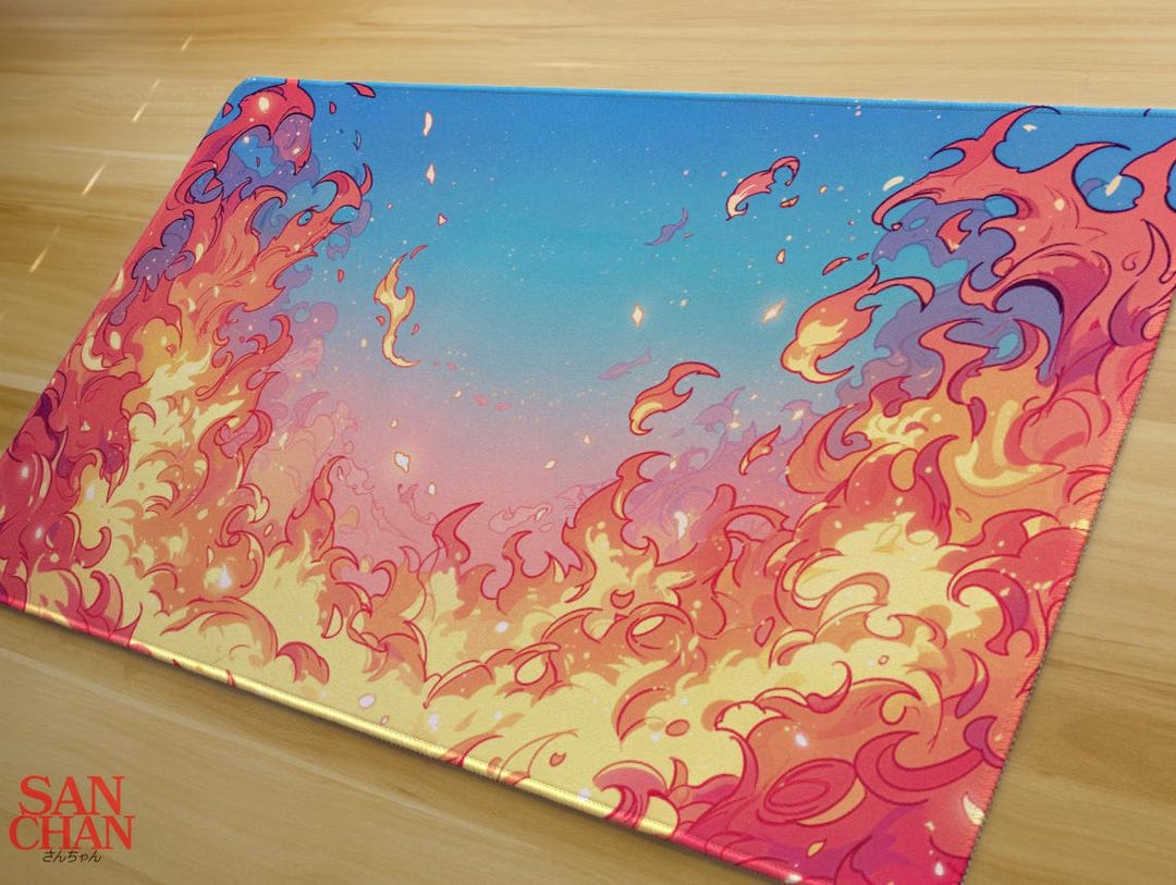 Fire Flames Desk Mat Red MTG Playmat TCG, XL Gaming Large Mousepad ...