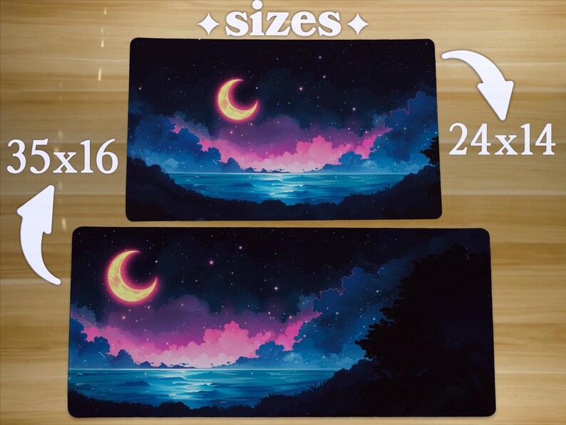 Lofi Night Sky Space Desk Mat | XL Gaming Large Mousepad, Keyboard Mat ...