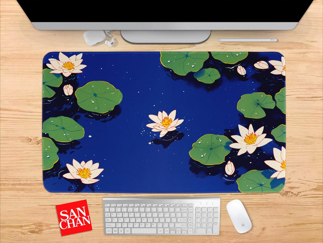 Lily Pad Water Lilies Desk Mat | XXL Gaming Large Mouse Pad, Keyboard ...