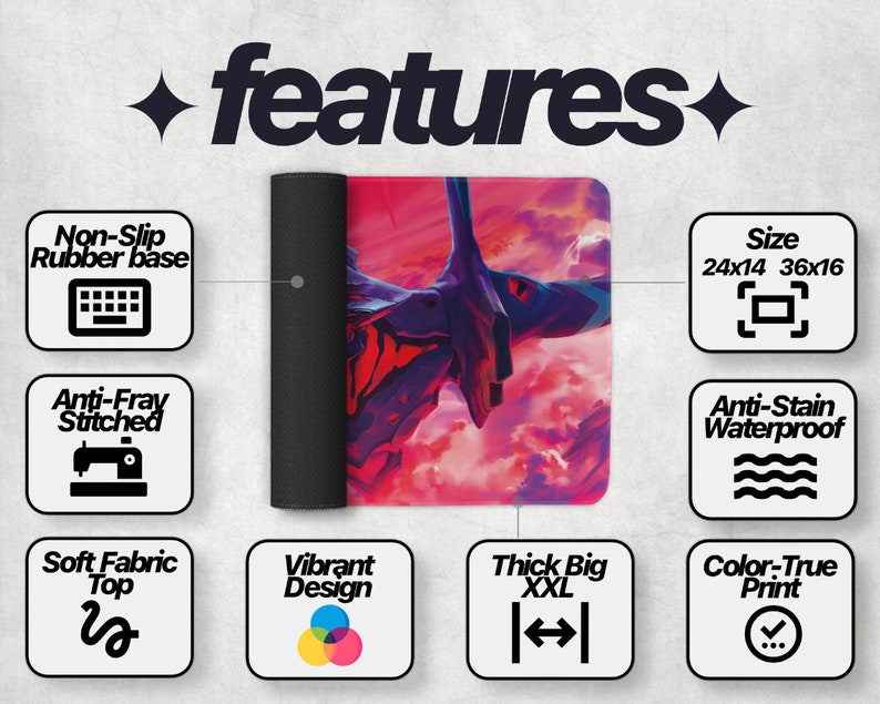 Space Mech Anime Desk Mat NGE Unit-01 Berserk Mouse Pad Monster Machine ...