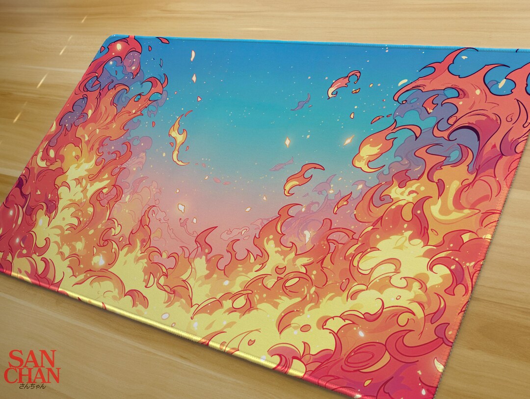 Fire Flames Desk Mat | Red MTG Playmat TCG, XL Gaming Large Mousepad ...