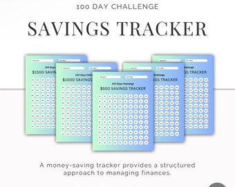 100 Day Money Saving Challenge Tracker Money Challenge Canva Template ...