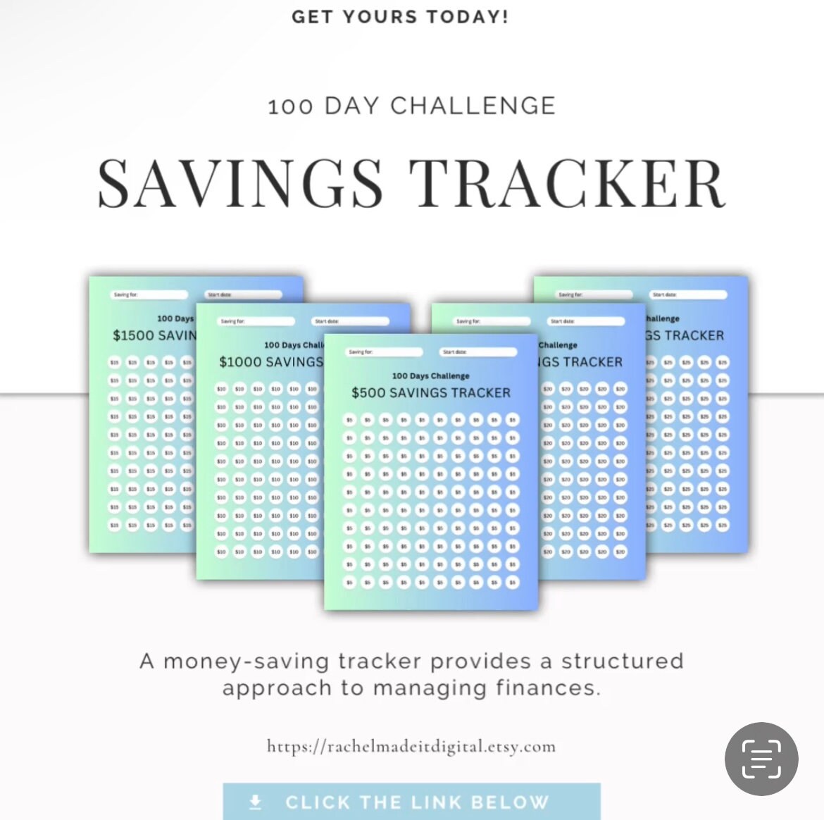 100 Day Money Savings Challenge Tracker | Money Challenge | Canva ...