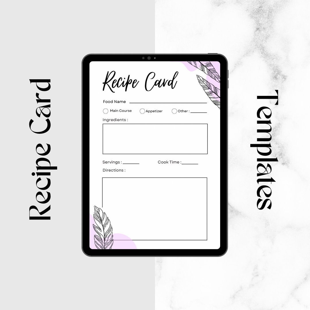Digital Product Recipe Card Templates - Etsy