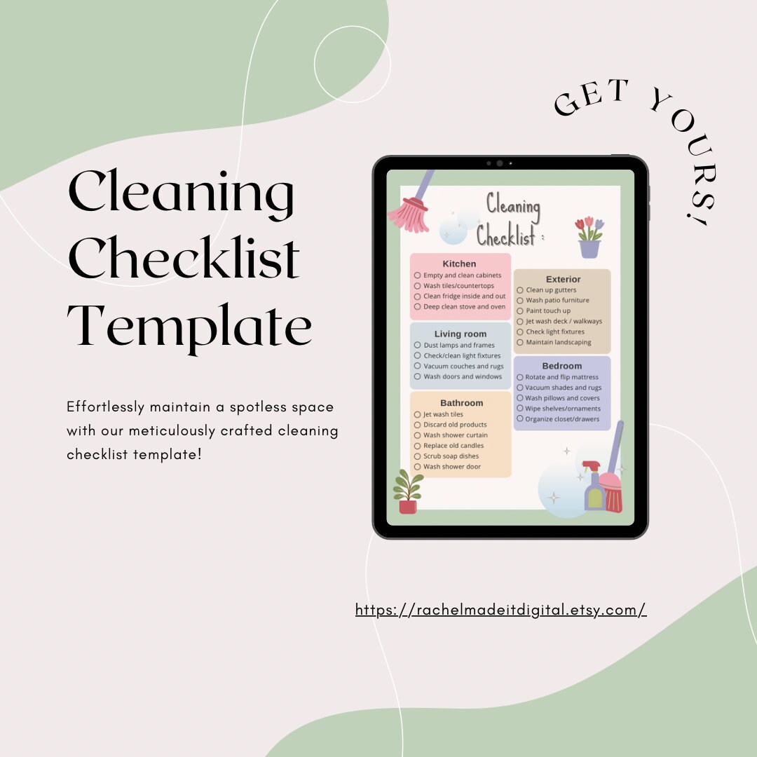 Editable Cleaning Checklist | Printable Checklist | Editable Canva ...