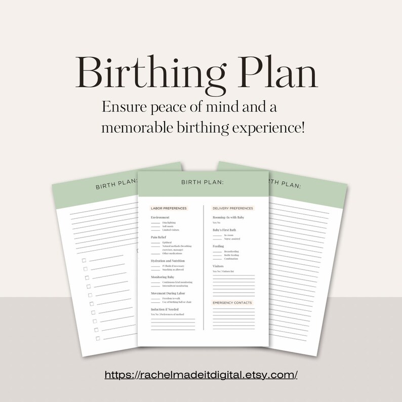 Birthing Plan Template| Editable + Printable - Etsy