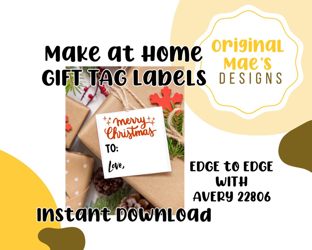 Gift Tag Stickers - Simple Merry Christmas - Print at Home - DIY ...