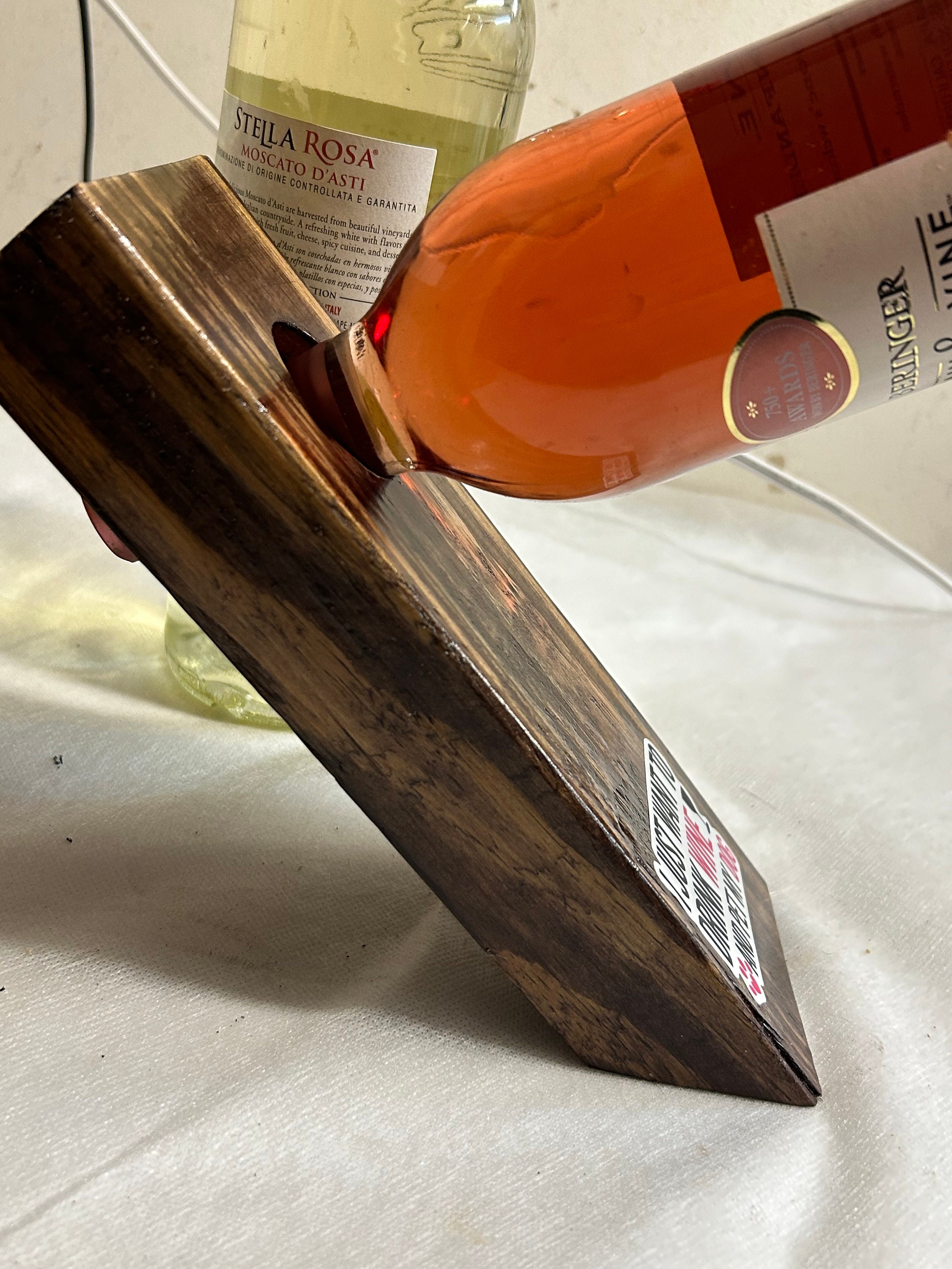 2x4 Stained Floating Wine Bottle Holder With Saying - Etsy