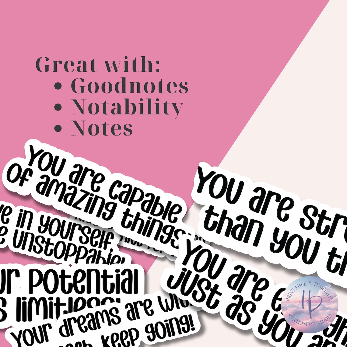 Affirmation Stickers, Goodnotes Stickers, Motivational Sticker, Large ...