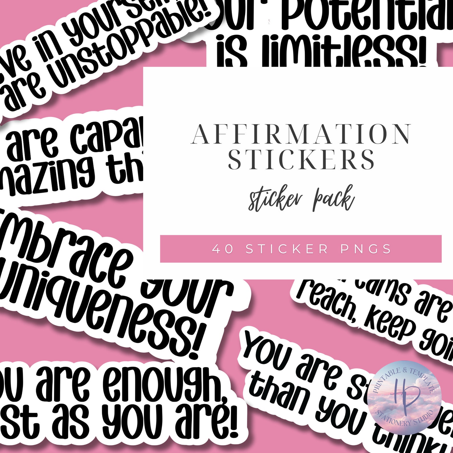 Affirmation Stickers, Goodnotes Stickers, Motivational Sticker, Large ...