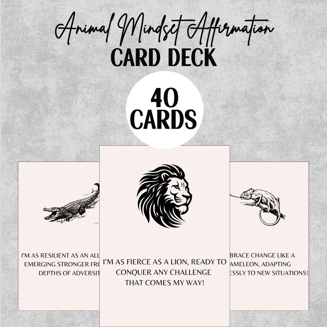 Editable Animal Mindset Card Deck Canva Template, Positive Growth ...