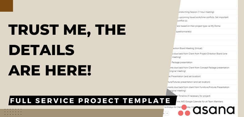 Complete Asana Template for Interior Design Projects - Etsy