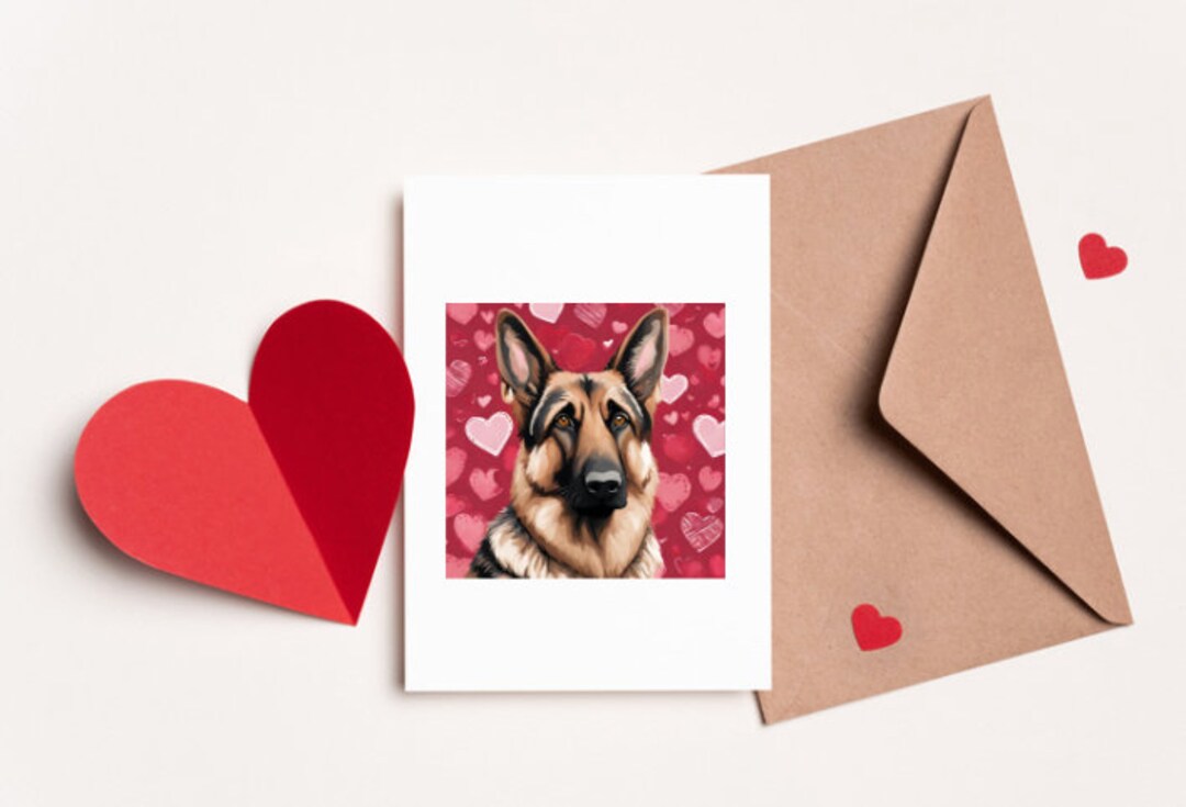 Valentines Day Cards Dog Greeting Card German Shepherd Card Dog Lover ...