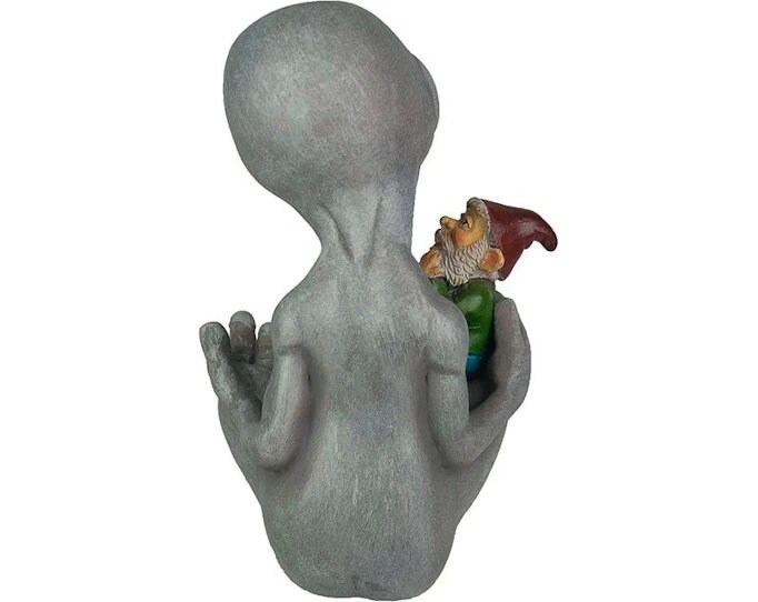 Alien Holding Gnome Garden Gnomes Handcrafted Gnomes Outdoor Gnomes ...