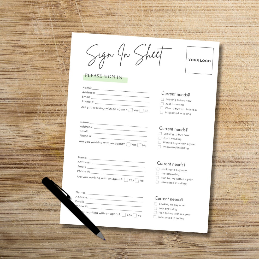 Open House Sign in Sheet | Real Estate Marketing | Real Estate Open ...