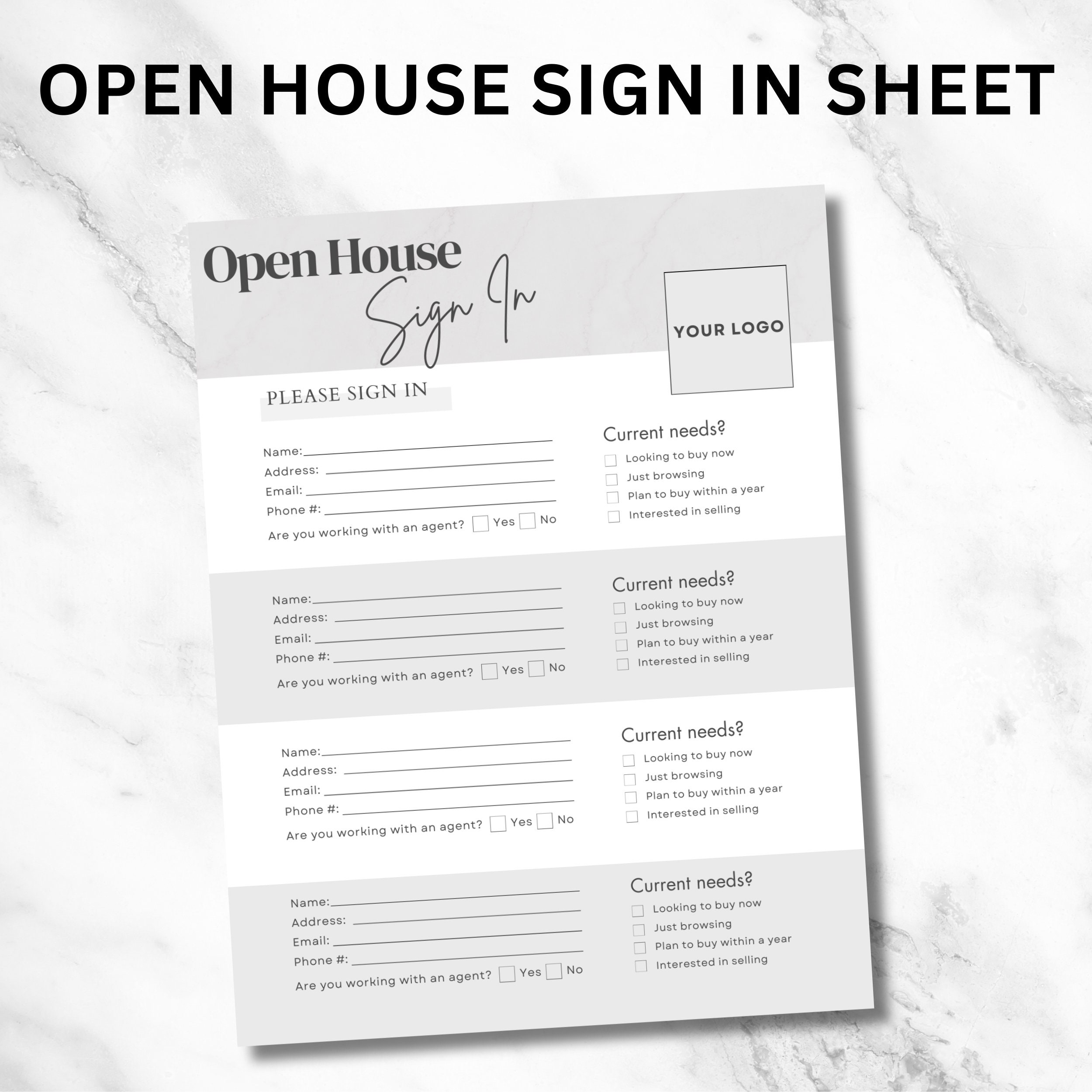 Realtor Open House Sign-in Sheet | Customizable Neutral Minimal Open ...