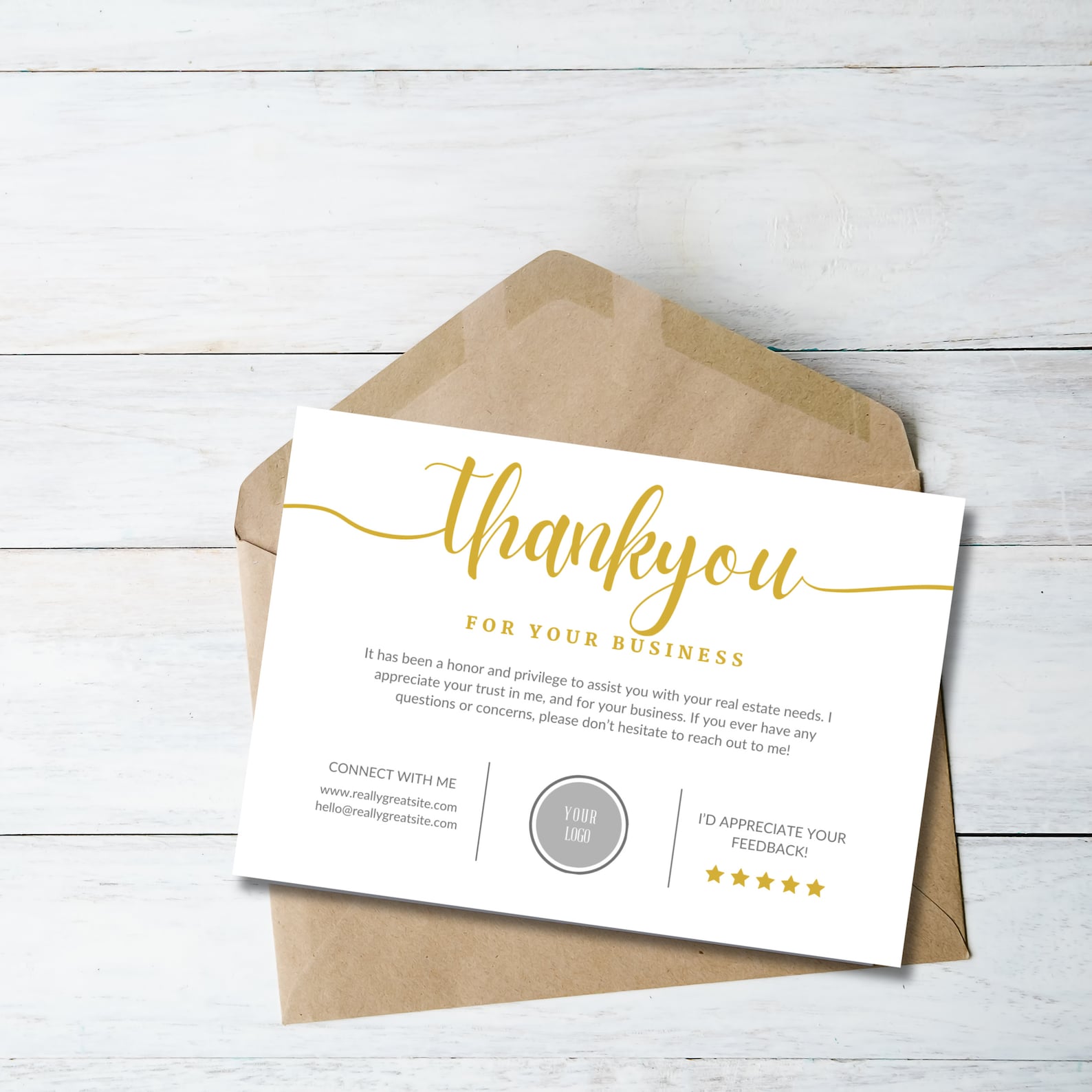 Real Estate Thank You Card, Printable Thank You Card, Real Estate ...