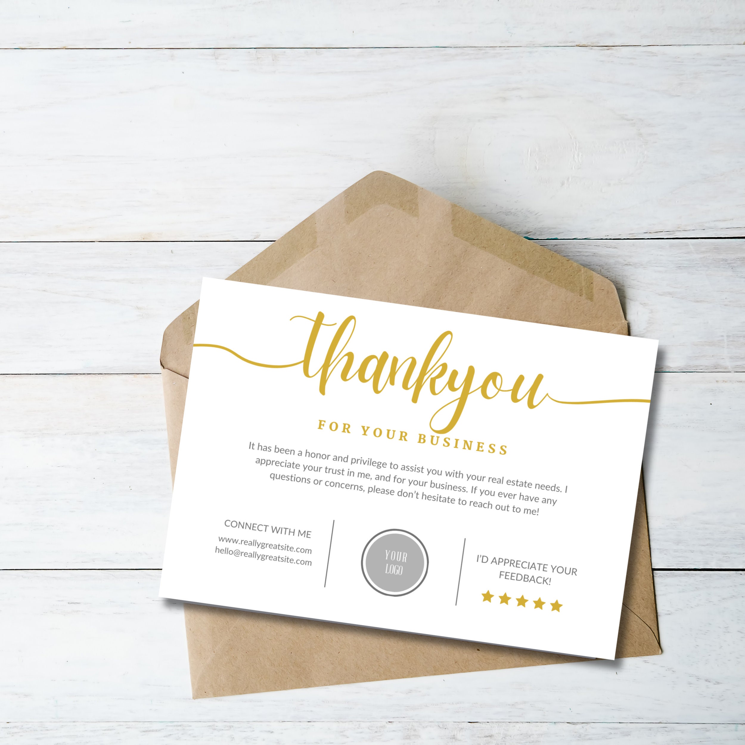 Real Estate Thank You Card, Printable Thank You Card, Real Estate ...