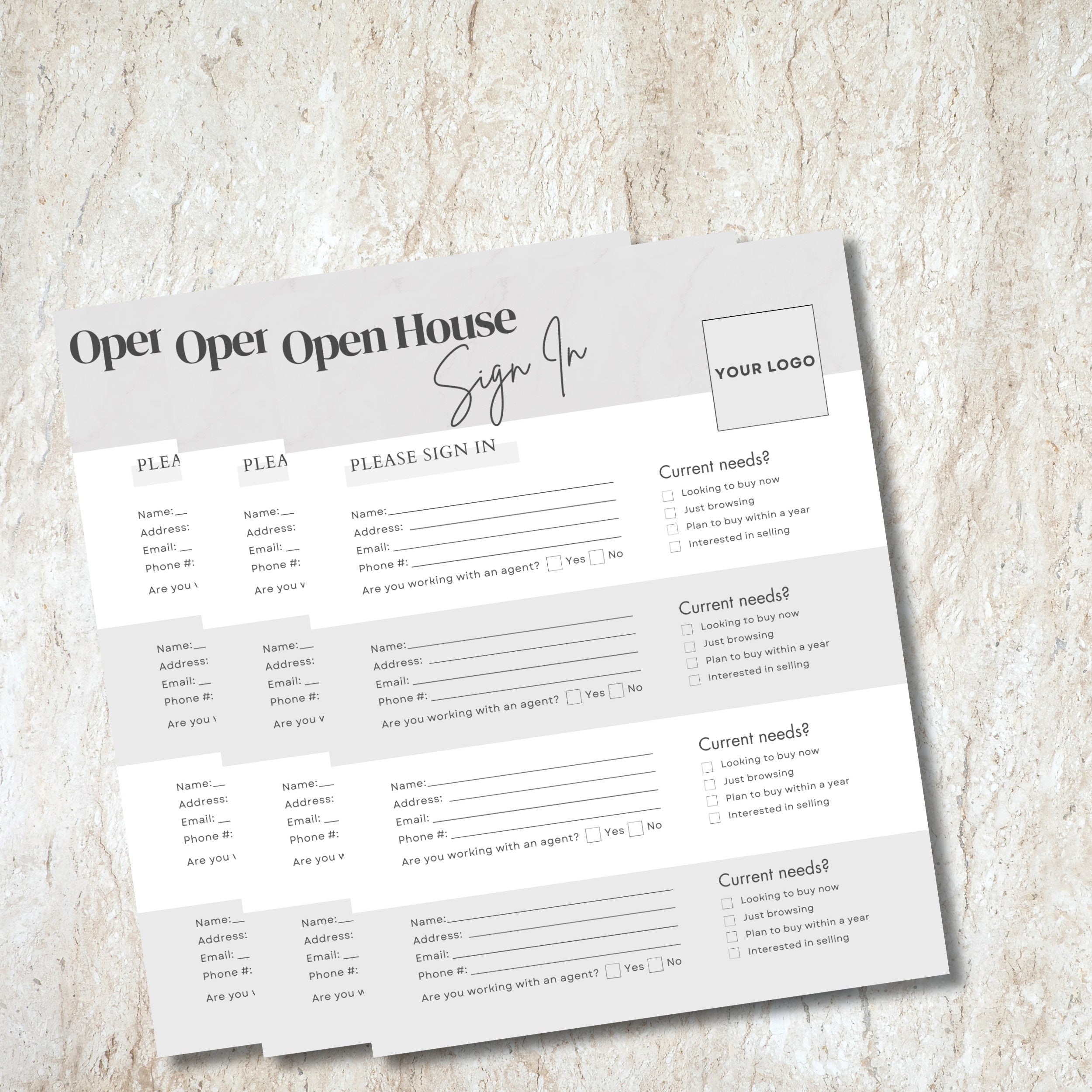 Realtor Open House Sign-in Sheet | Customizable Neutral Minimal Open ...
