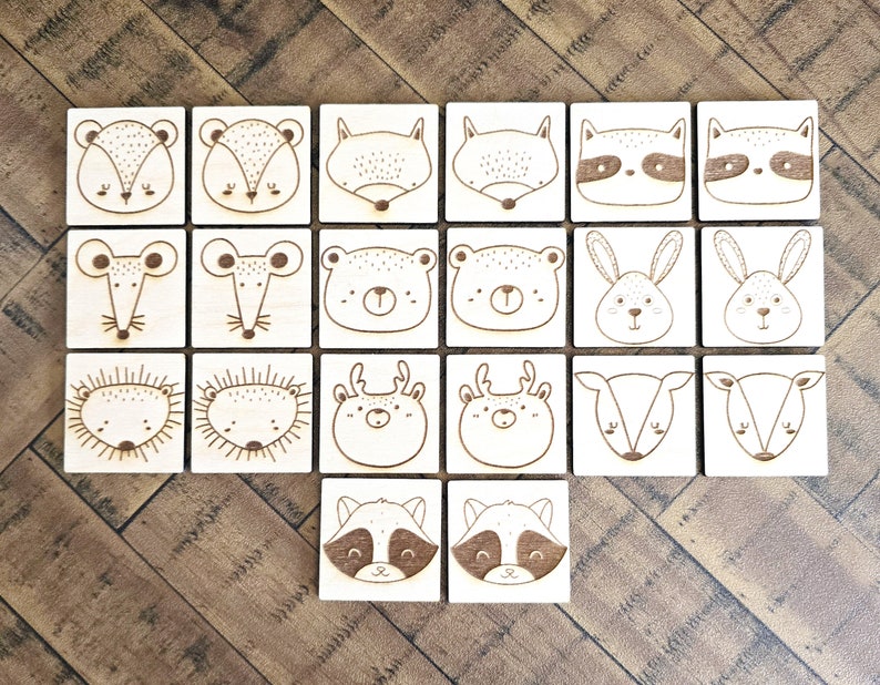 Woodland Themed Memory Game, Kids Matching Game, Learning Gift, Wooden ...