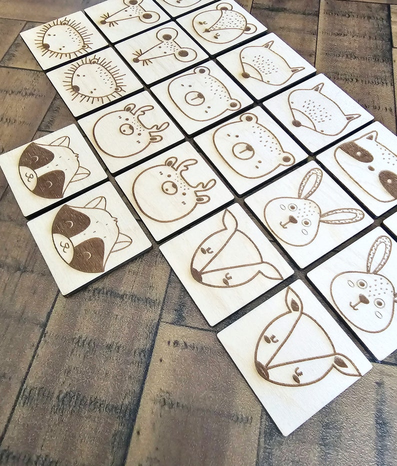 Woodland Themed Memory Game, Kids Matching Game, Learning Gift, Wooden ...
