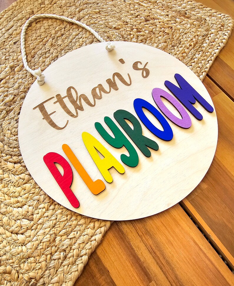 Rainbow Playroom Sign, Custom Playroom Sign, Kids Wall Decor, Classroom ...