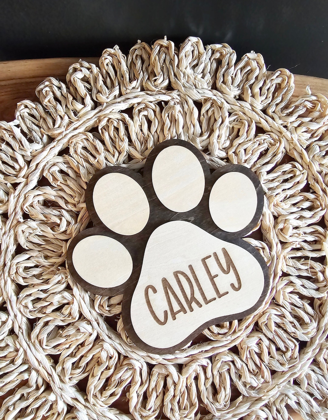 Pet Name Sign, Personalized Paw Print Wood Sign, Custom Pet Name, Dog ...